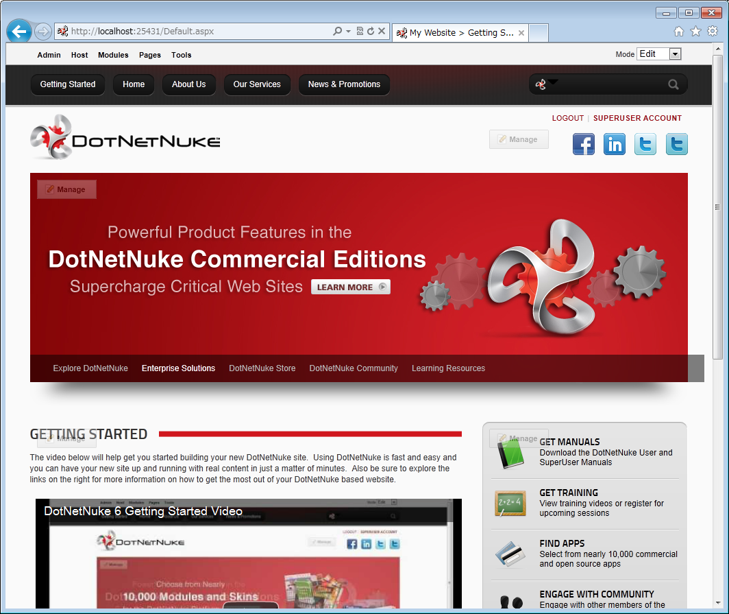オープンソースCMS「DotNetNuke」のセットアップ