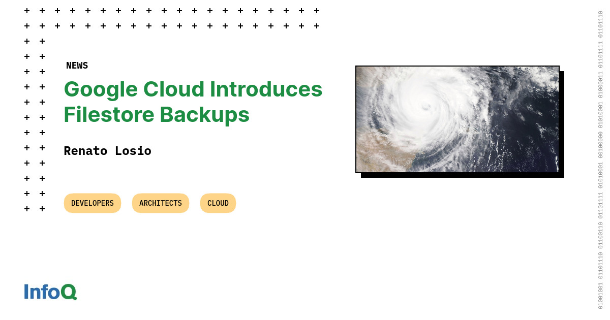Google Cloud Introduces Filestore Backups - InfoQ