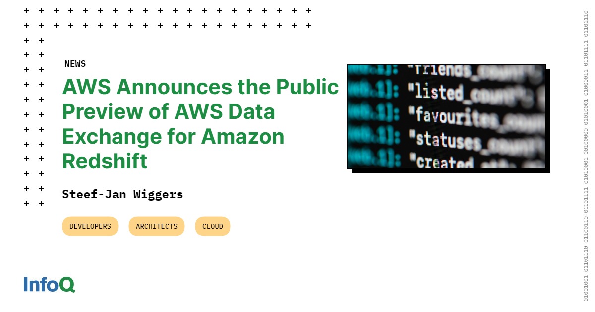 AWS Announces the Public Preview of AWS Data Exchange for Amazon Redshift - InfoQ