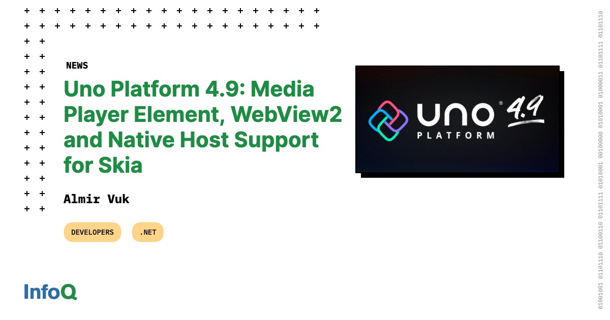 Uno Platform 4.9: Media Player Element, WebView2 and Native Host Support for Skia - InfoQ
