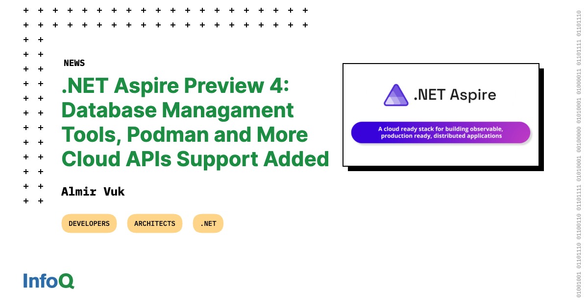 .NET Aspire Preview 4: Database Managament Tools, Podman and More Cloud ...