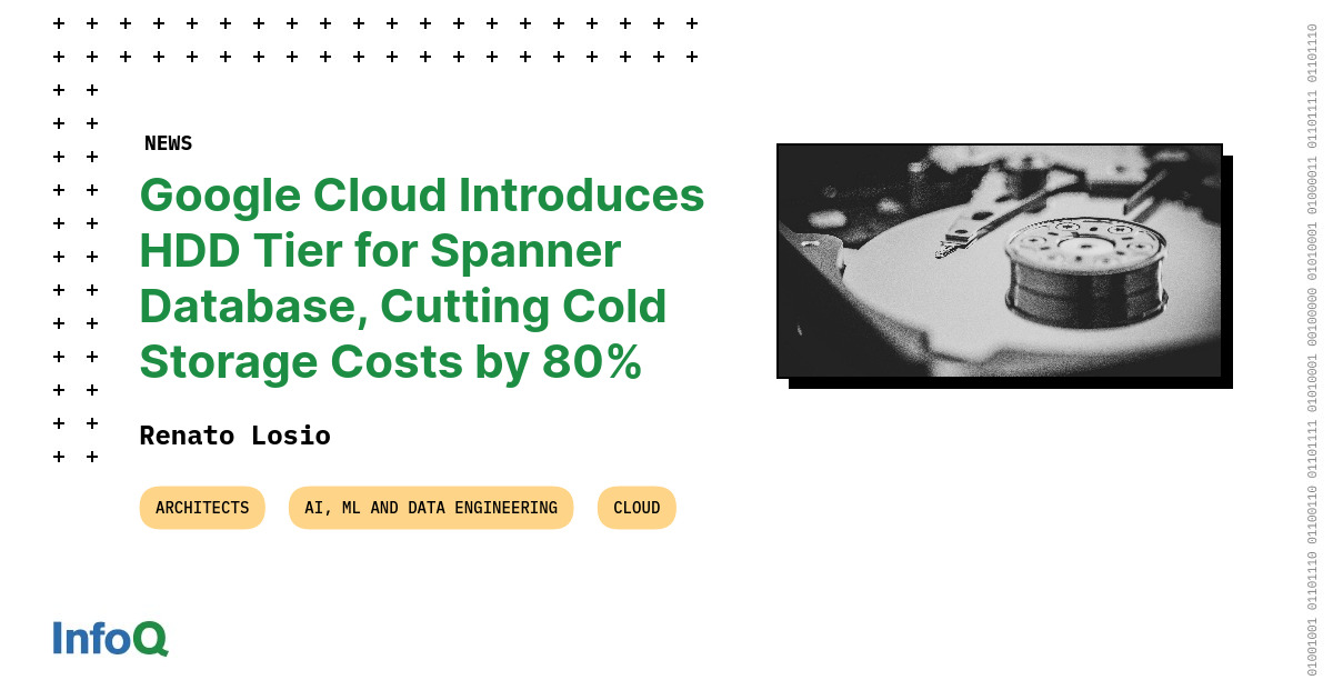 Google Cloud Introduces HDD Tier for Spanner Database, Cutting Cold Storage Costs by 80% - InfoQ