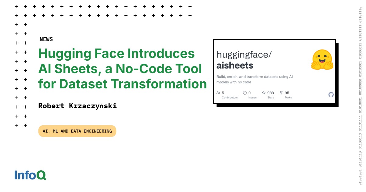 Hugging Face Introduces AI Sheets, a No-Code Tool for Dataset Transformation - InfoQ